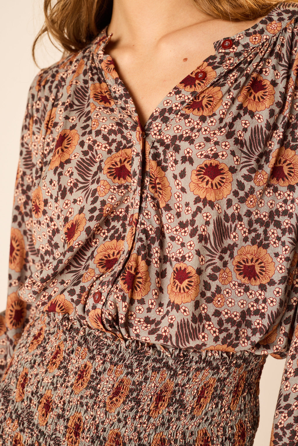 Natalie Martin Tolan Shirt - Vintage Flowers Slate – Quattro Tizi