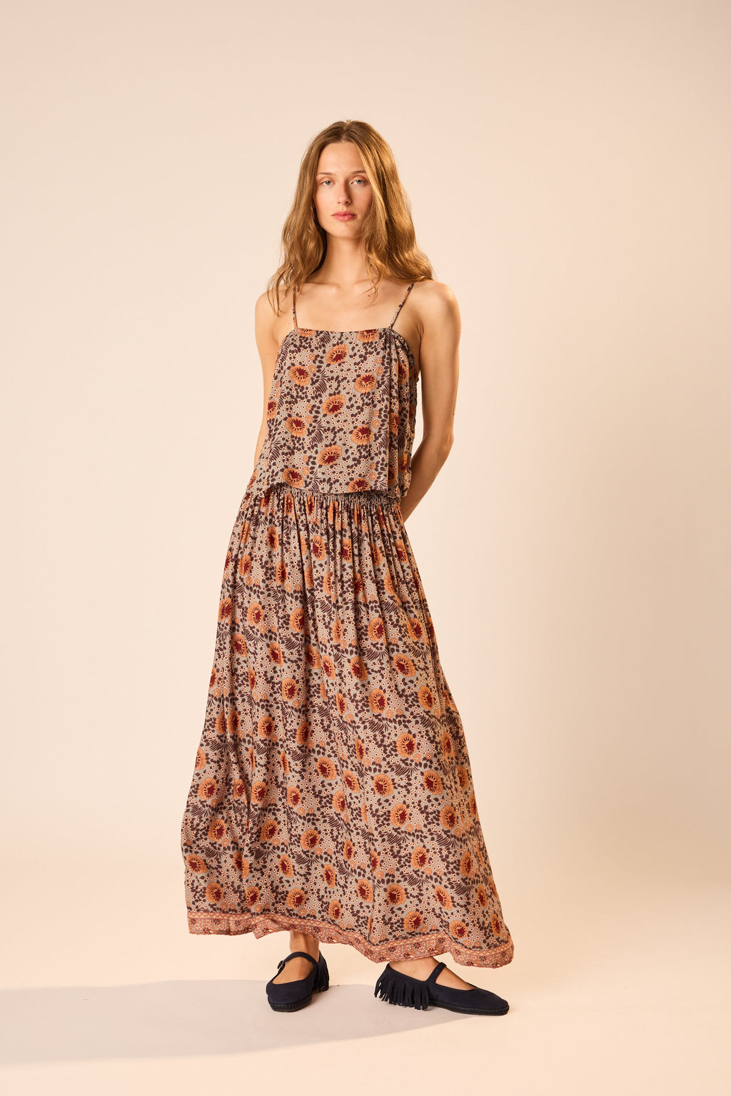 Natalie Martin Bella Skirt - Vintage Flowers Slate – Quattro Tizi